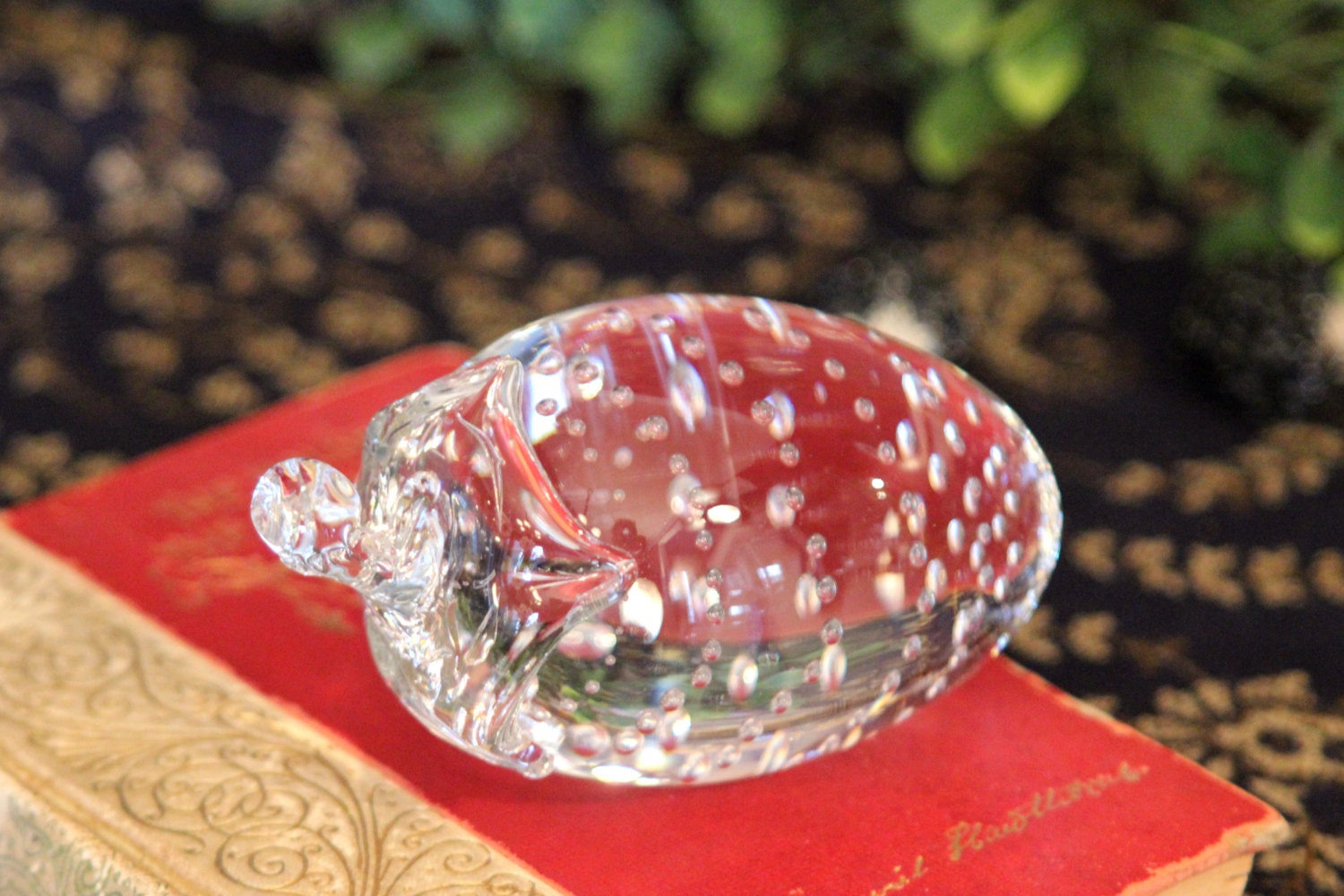 Glass Paperweight Strawberry - Clear Glass Paperweight With Controlled ...