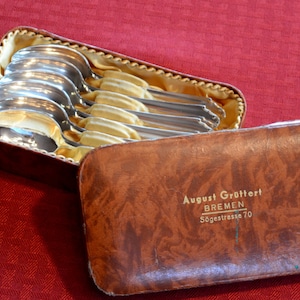 Boxed Set of German Silver Plate Spoons - August Gruttert Bremen - Set ...