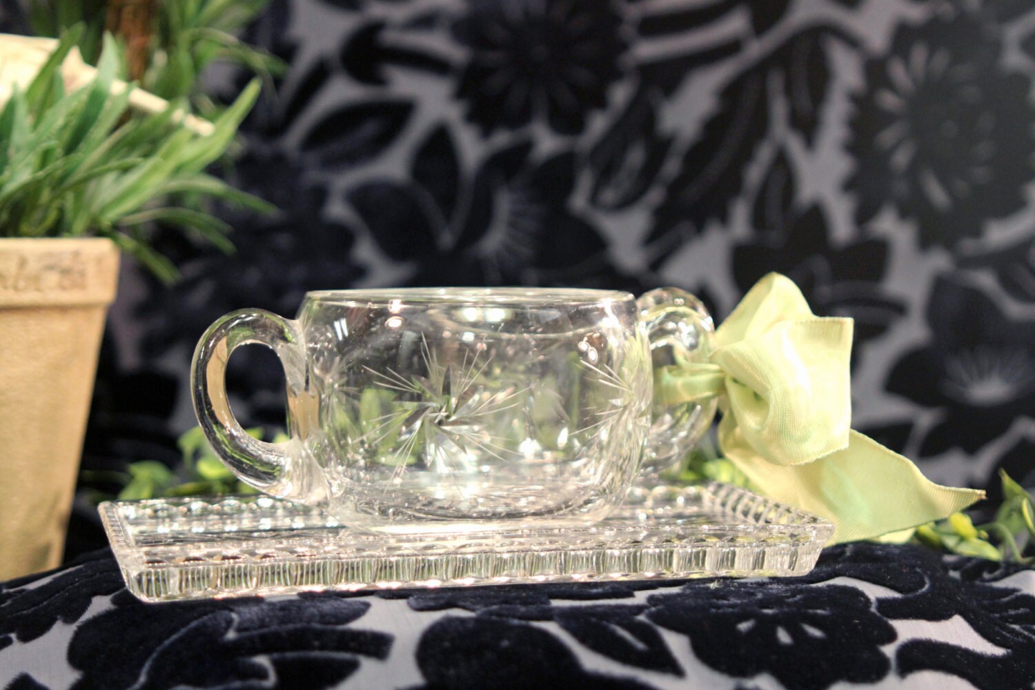 Vintage Crystal Cream & Sugar Set Pinweel Design Crystal - Etsy