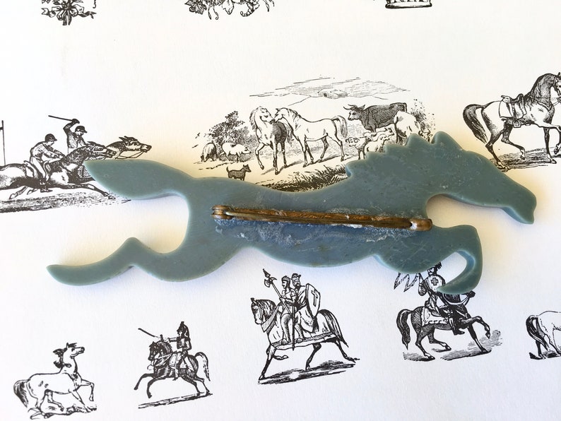 Early Plastic Stylised Horse Brooch, Vintage Art Deco Running Horse ...