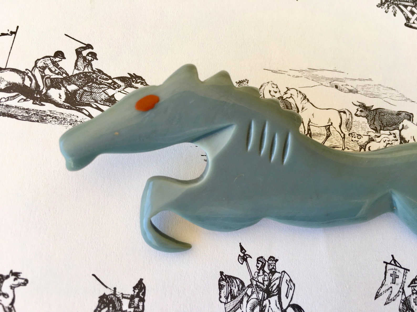 Early Plastic Stylised Horse Brooch, Vintage Art Deco Running Horse ...