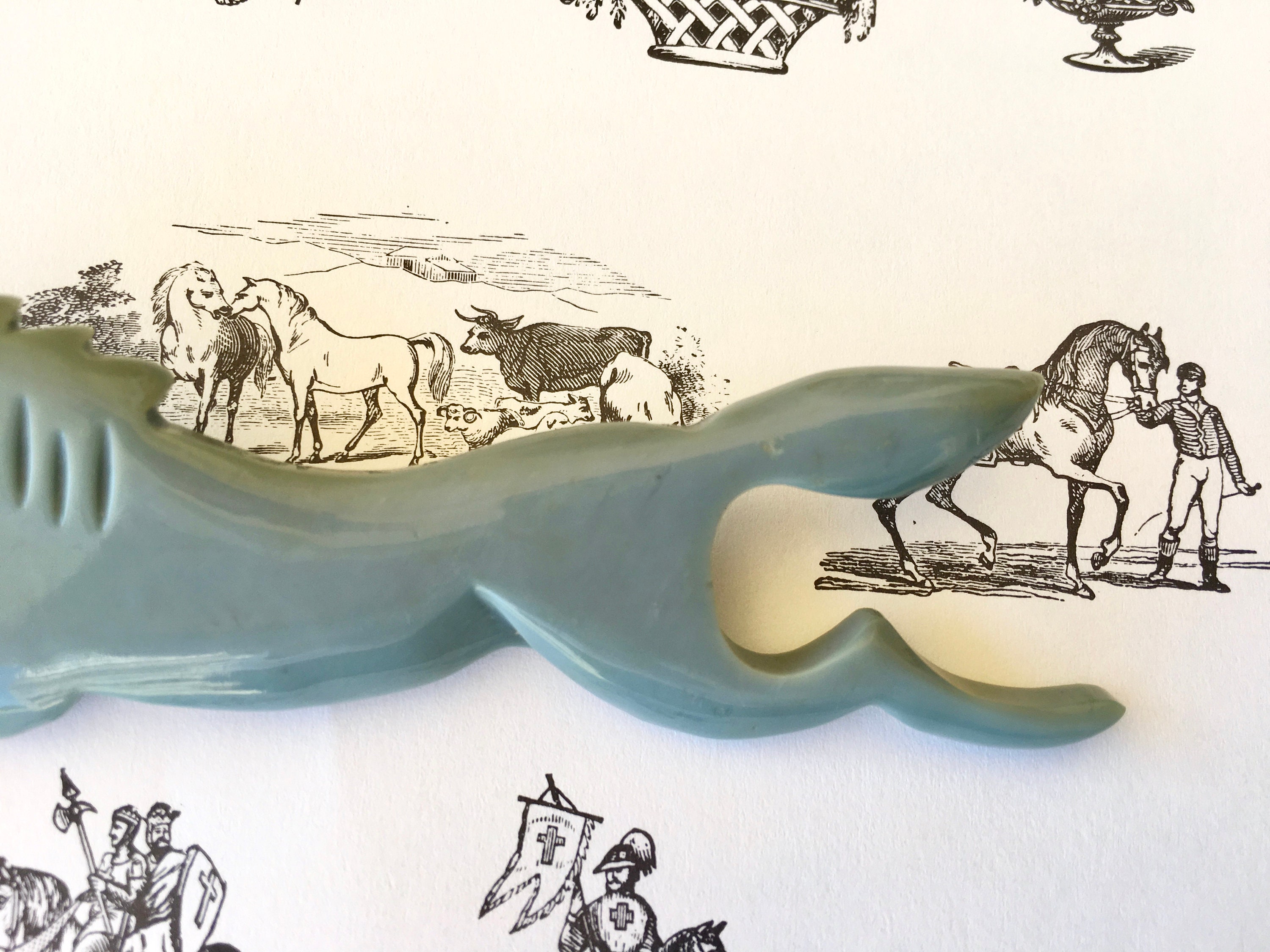 Early Plastic Stylised Horse Brooch, Vintage Art Deco Running Horse ...