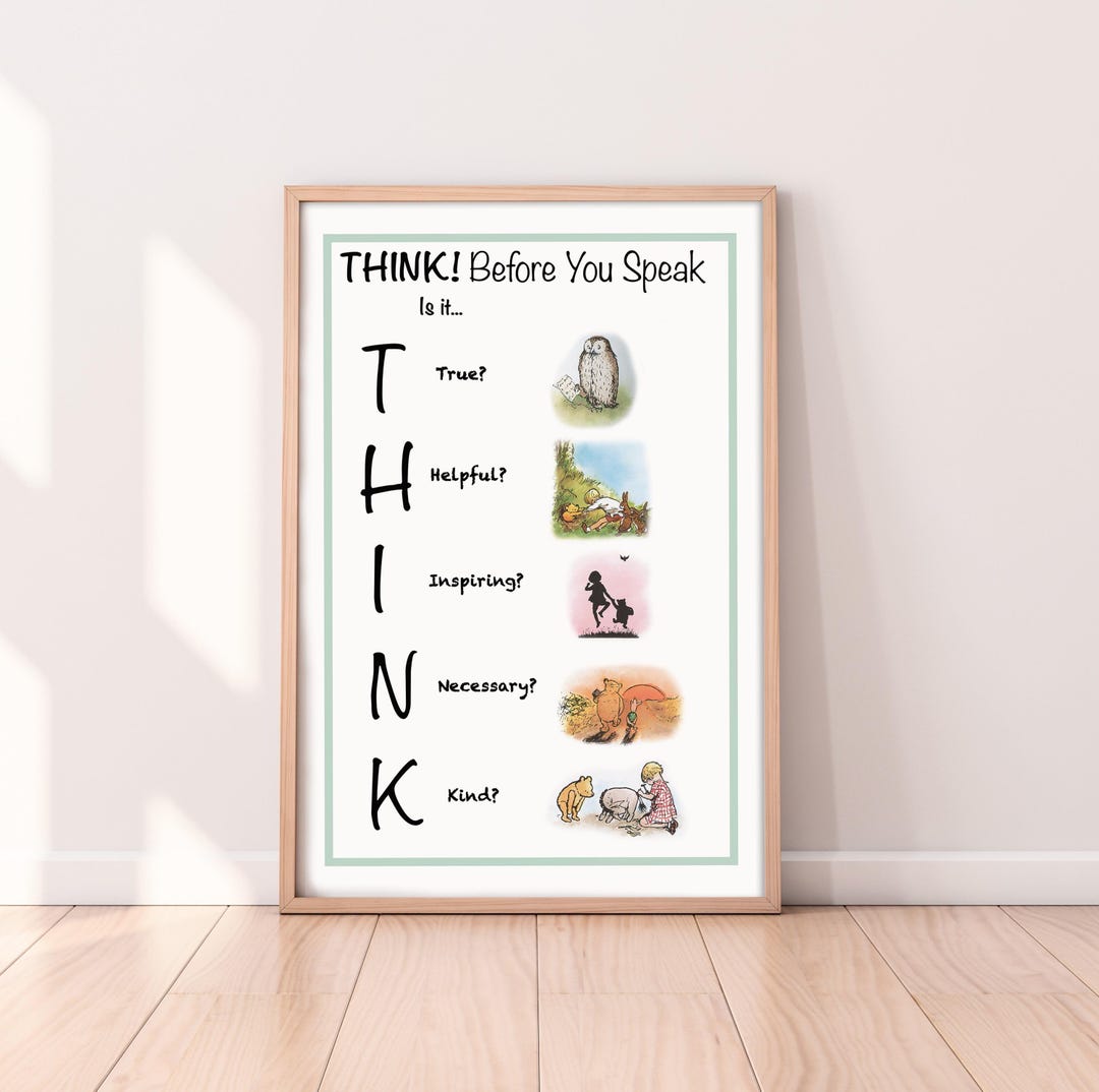 Think! Before You Speak, Winnie the Pooh Poster *DIGITAL File - Etsy