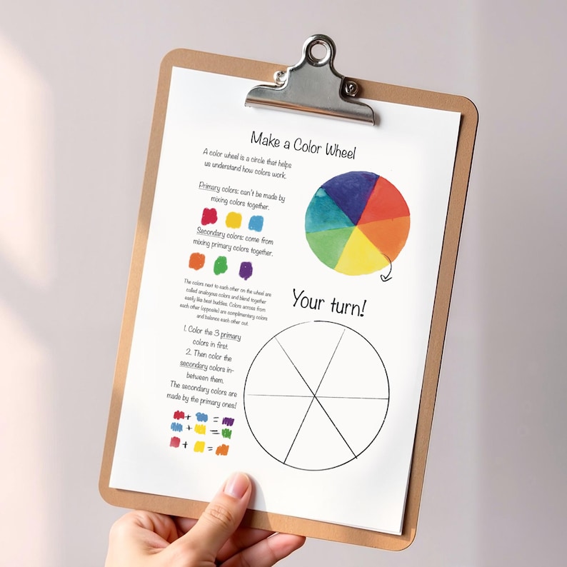 Color Wheel Worksheet for Kids *DIGITAL Download - Etsy