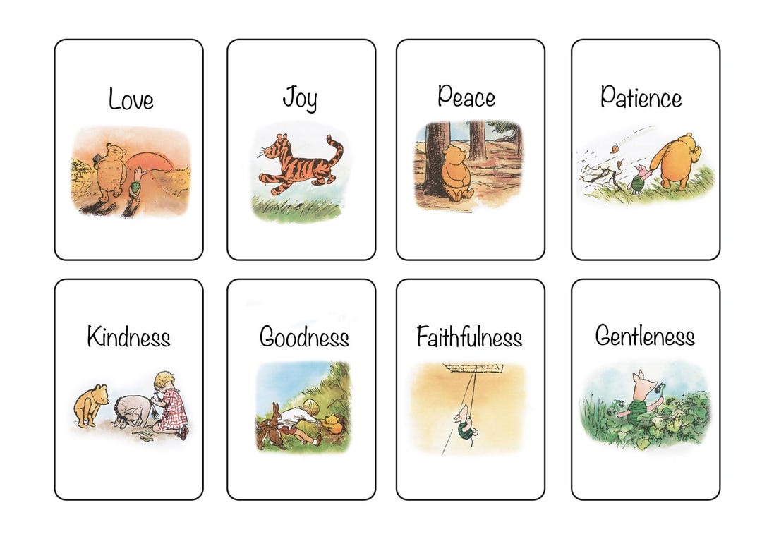 Fruit of Spirit, Winnie the Pooh Cards / Printable Scripture Cards - Etsy