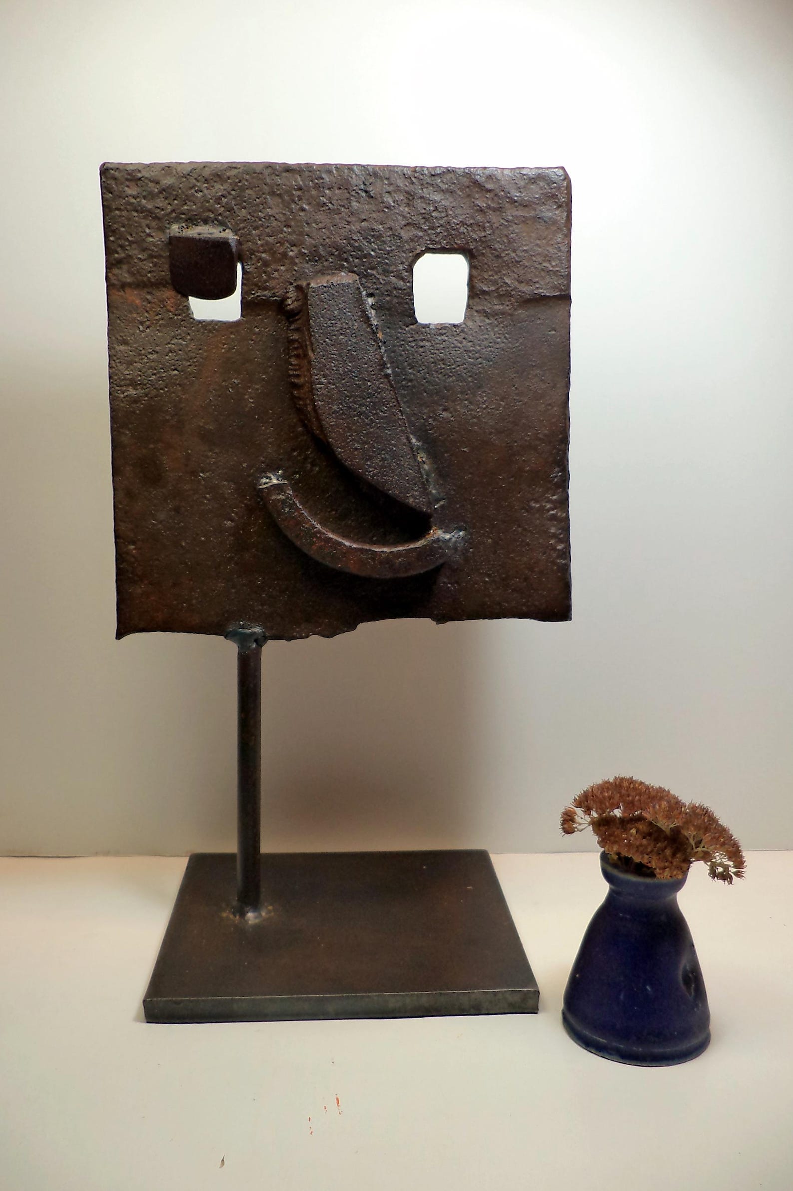 Salvaged Metal Minimalist Face Sculpture EF196 - Etsy