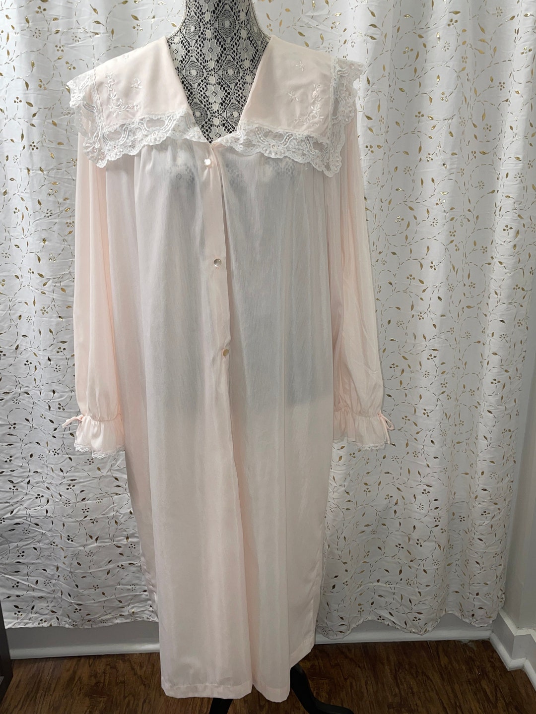 Vintage Barbizon Long Peachy Pink Robe or Nightgown Long Sleeve ...