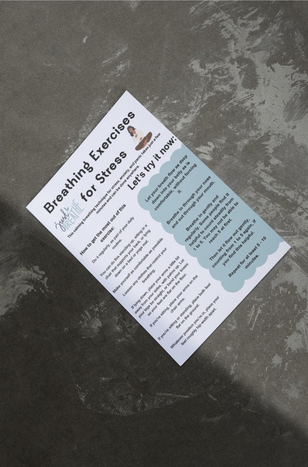 Breathing Exercises for Stress | Printable Self-care Guide | Anxiety ...
