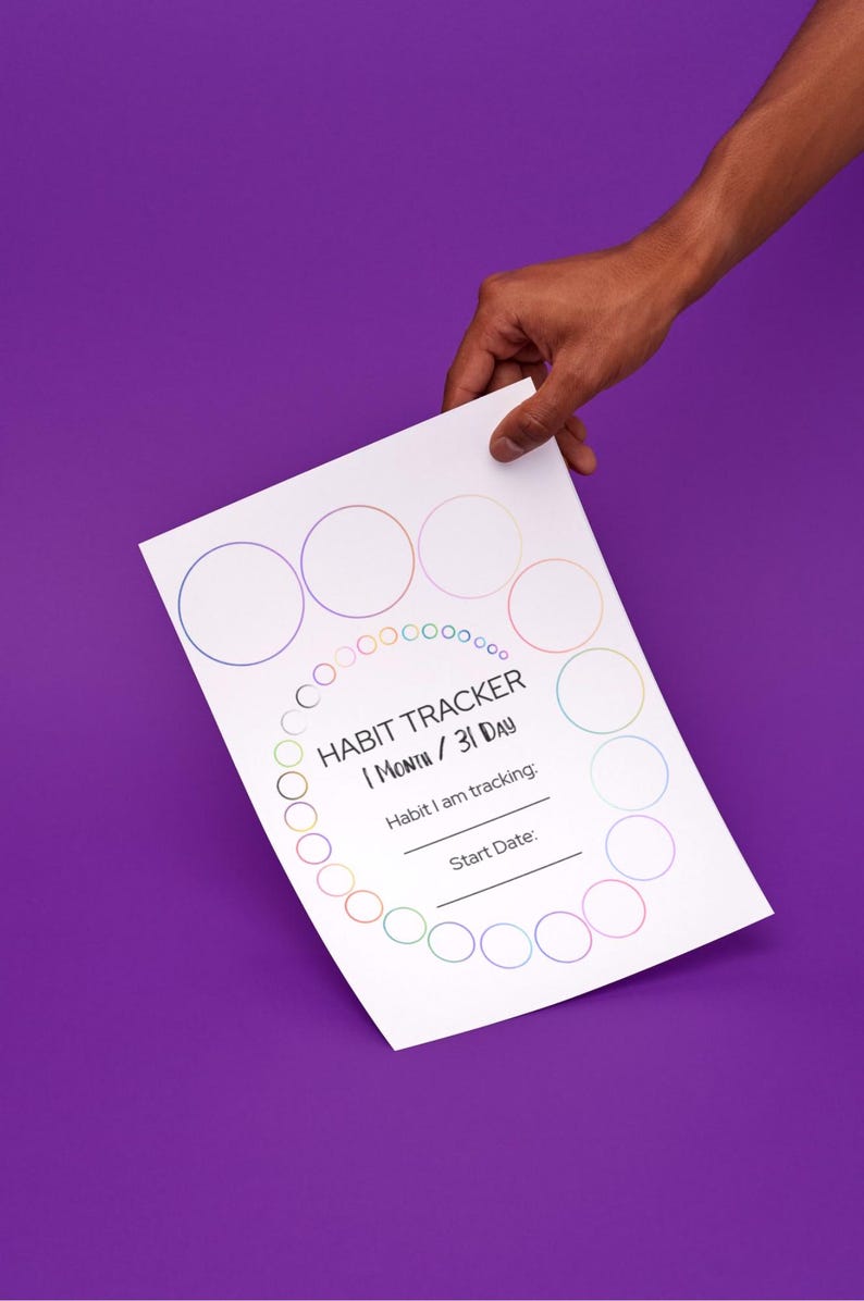 31-day Habit Tracker Printable: Coloring Chart, Monthly Goals (PDF ...