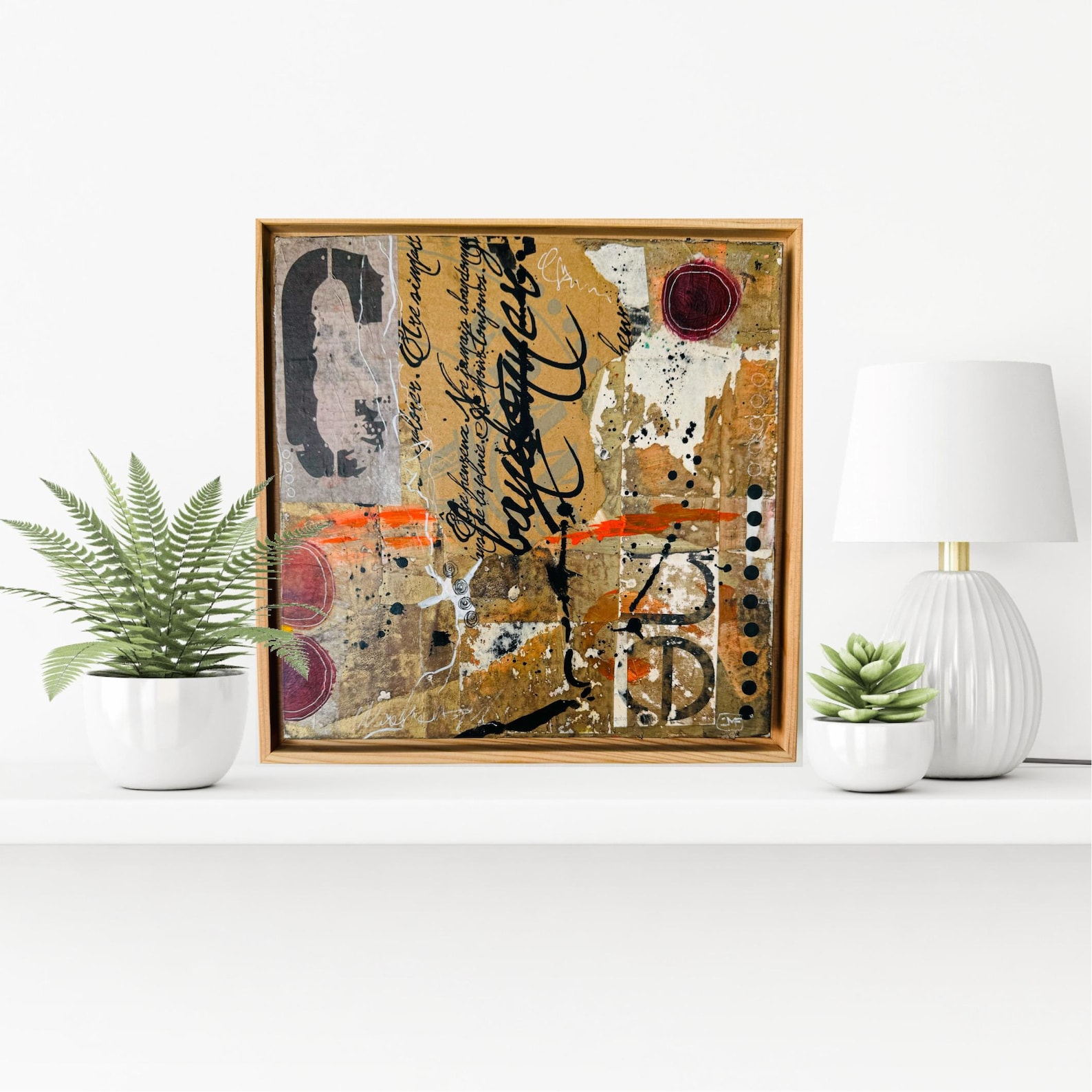 Collage Art -acrylic -collage - French Connection - 10"x10" Framed - Etsy