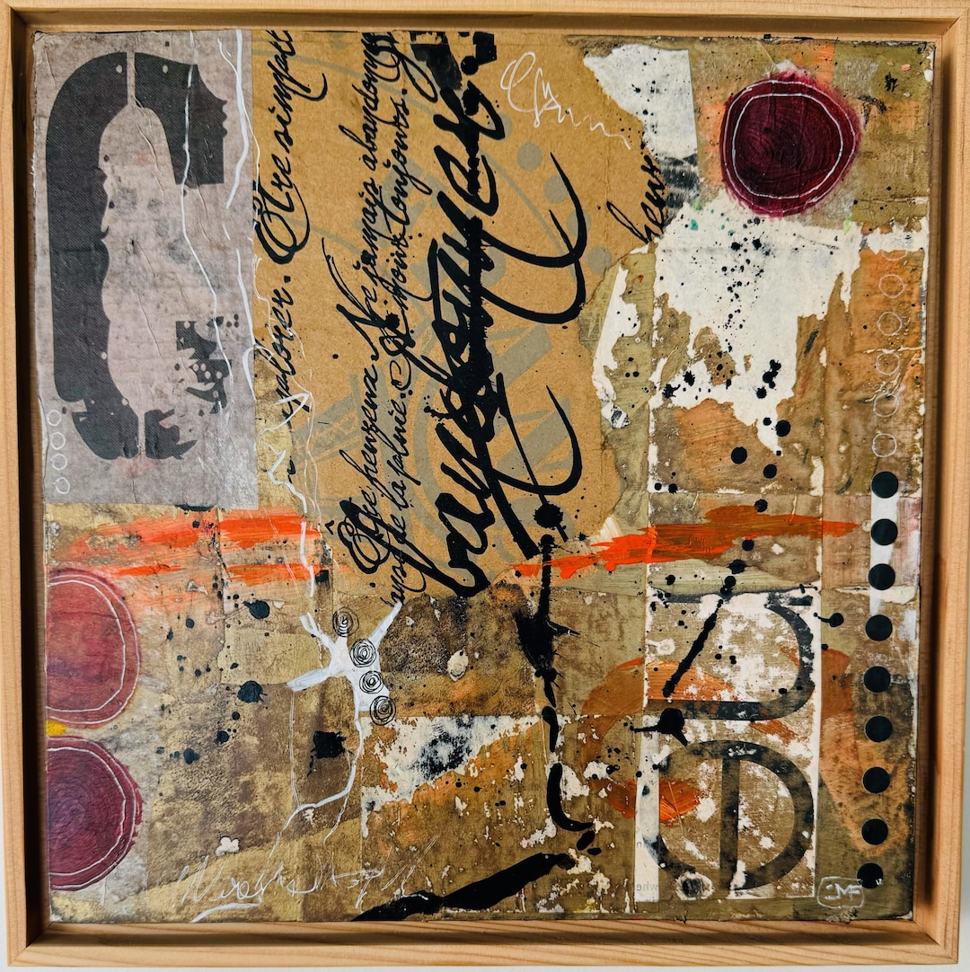 Collage Art -acrylic -collage - French Connection - 10"x10" Framed - Etsy