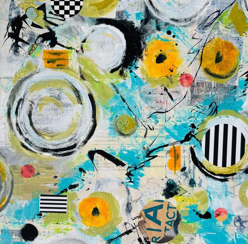 Collage Art -acrylic -collage - Thermal Lift 12x12 Framed - Etsy