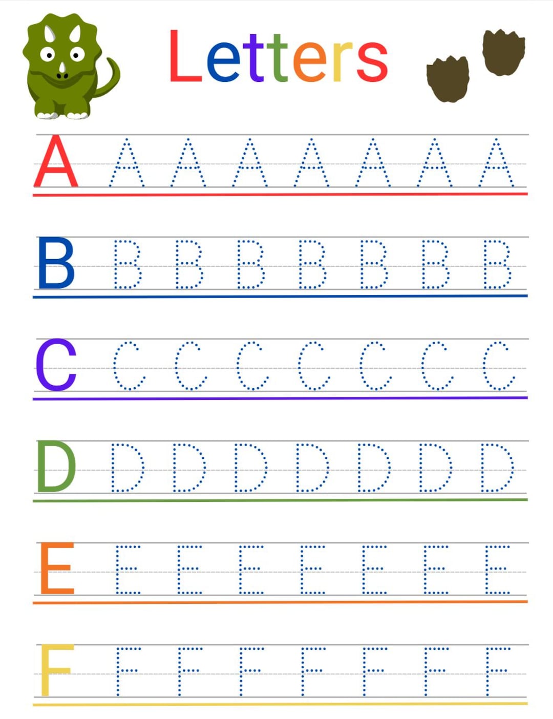 Tracing Worksheets - Letters and Numbers - Dinosaur Theme - Etsy