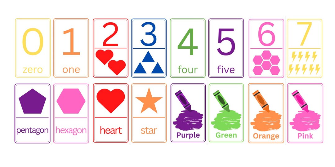 Number / Color / Shape Flashcards for Toddlers & Kids - Digital ...