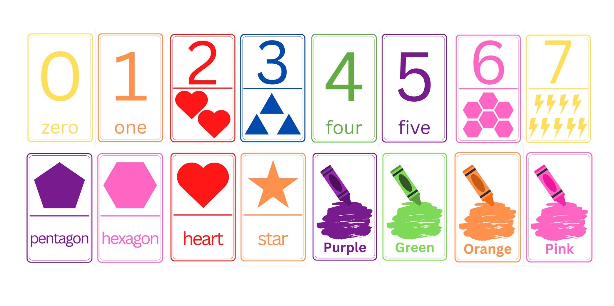 Flashcards for Toddlers & Kids - Numbers / Shapes / Colors - Digital ...