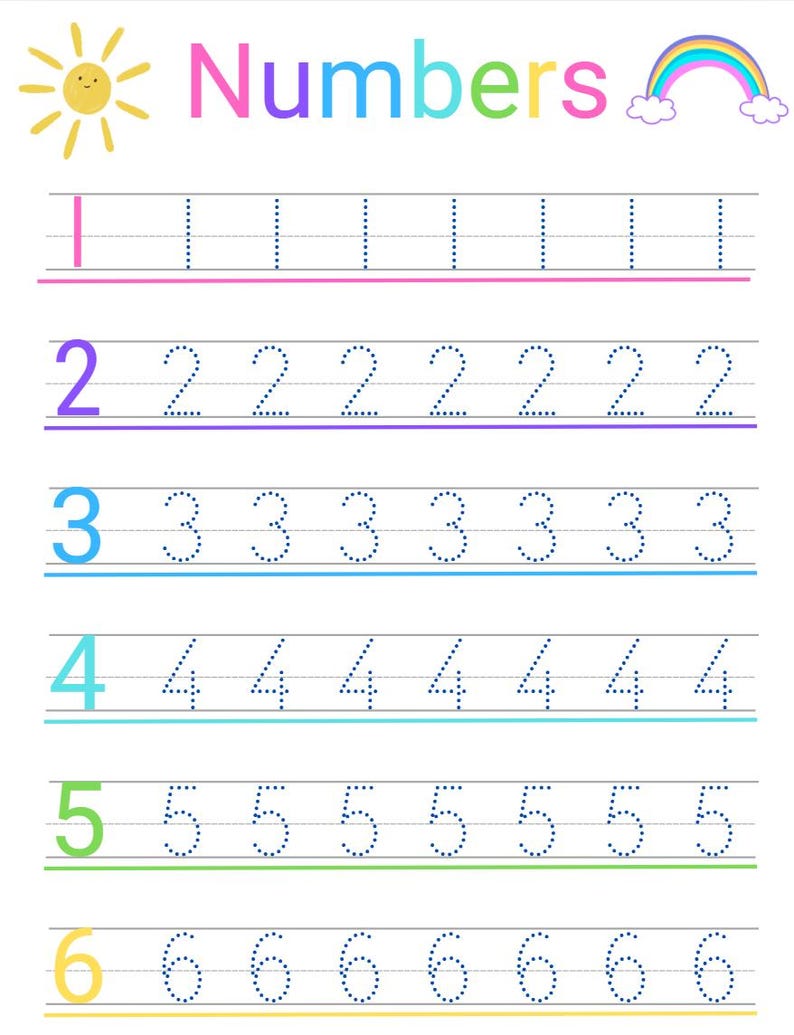 Tracing Worksheets - Letters and Numbers - Rainbow Theme - Etsy Australia