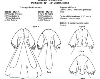 1850s dress pattern | Etsy