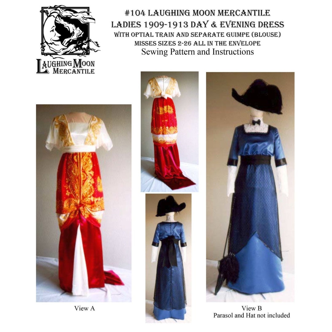 LM104 1909-1913 Day or Evening Dress Pattern by Laughing Moon ...