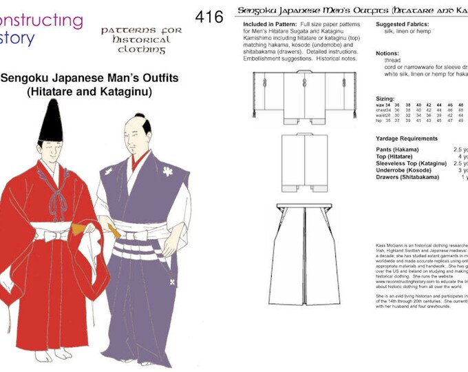 RC416 Senguko Japanese Man's Outfits hitatare and Kataginu Sewing ...