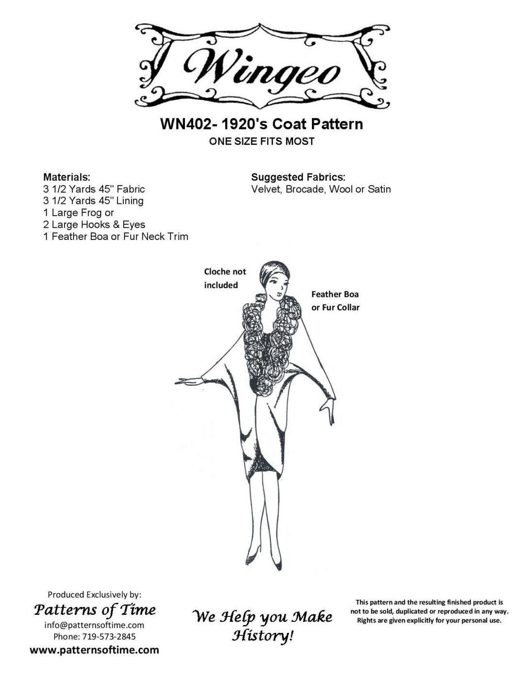 WN402 1920's Coat Sewing Pattern by Wingeo - Etsy