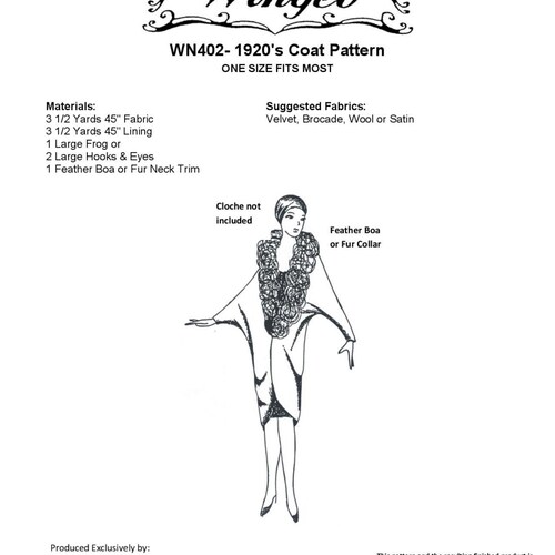 WN402 1920's Coat Sewing Pattern by Wingeo - Etsy