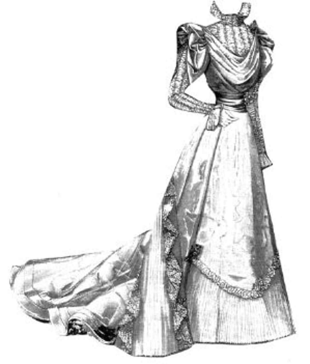 AG1482 1897 Bridal Gown of Moiré & Chiffon Pattern by Ageless Patterns ...