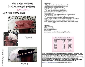 MC02 Men's Elizabethan Arched Brim Tall Hat Sewing Pattern by Lynn ...