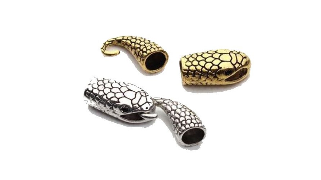 ABJ015 Snake Metal Cord Connectors in Gold or Silver Finish - Etsy