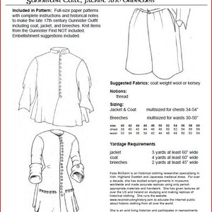RC307 Late 17th Century Gunnister Outfit Sewing Pattern by ...