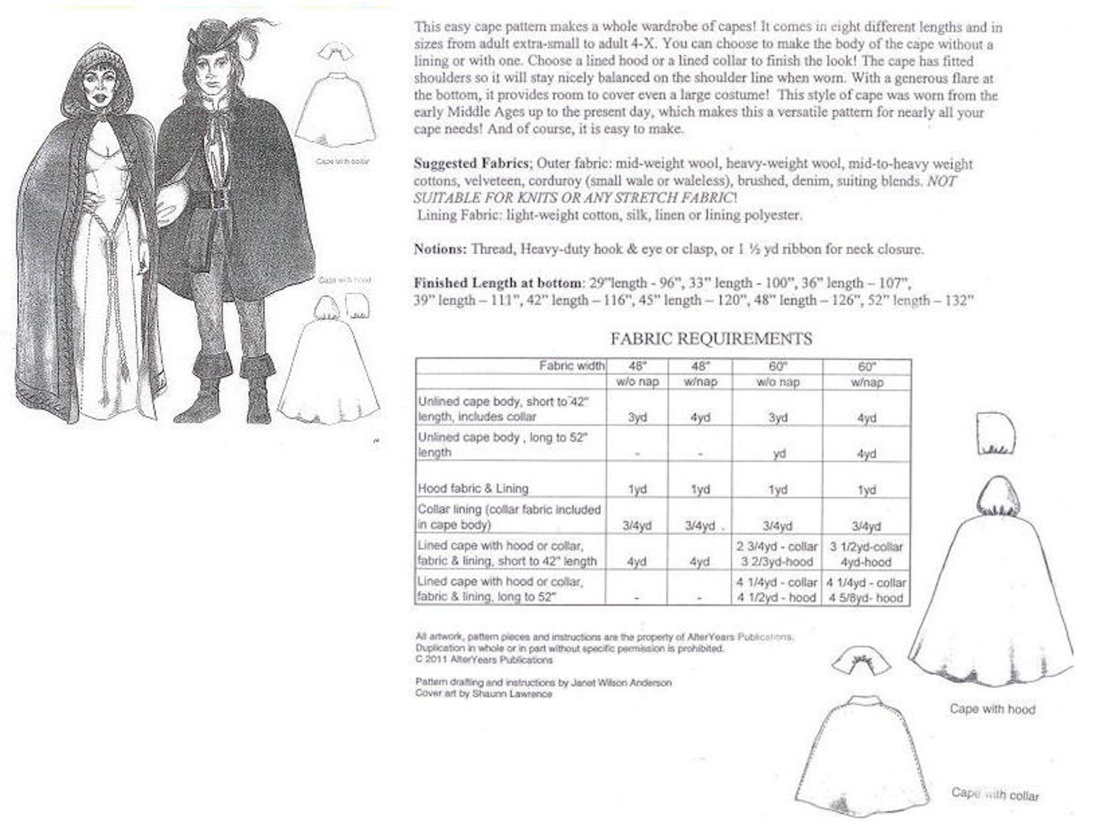 AY26 Easy Renaissance Cape With Collar or Hood Sewing - Etsy