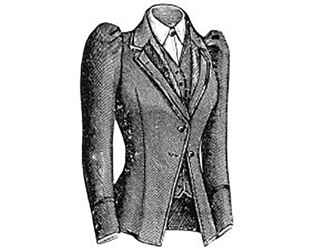 AG1225 1893 Riding Habit Bodice Pattern 38 Bust 26 Waist Sewing Pattern ...