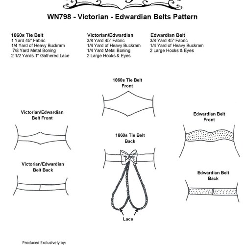 WN798 Civil War Victorian & Edwardian Belts Sewing Pattern - Etsy