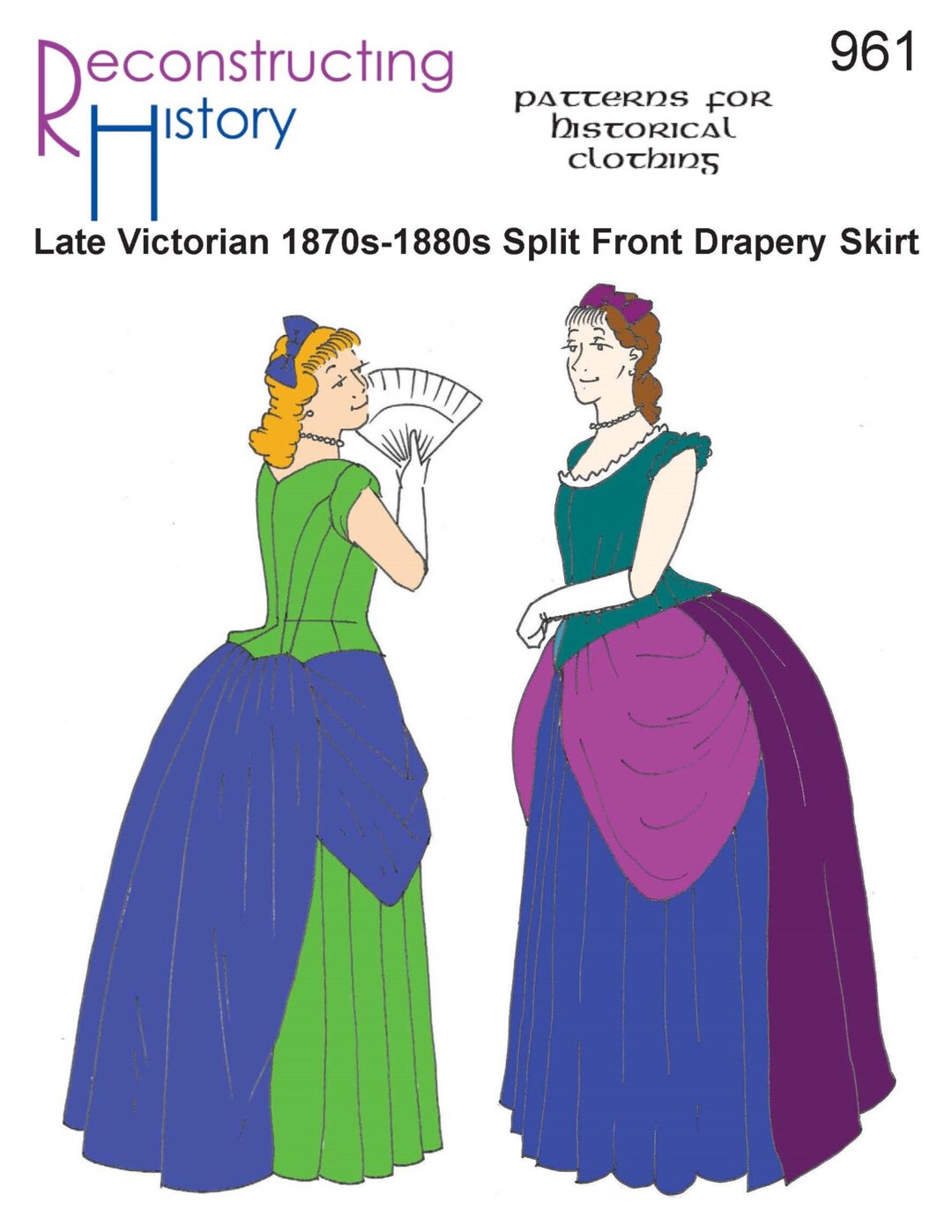 RC961 1870s-1890s Late Victorian Split-front Drapery Overskirt Pattern ...
