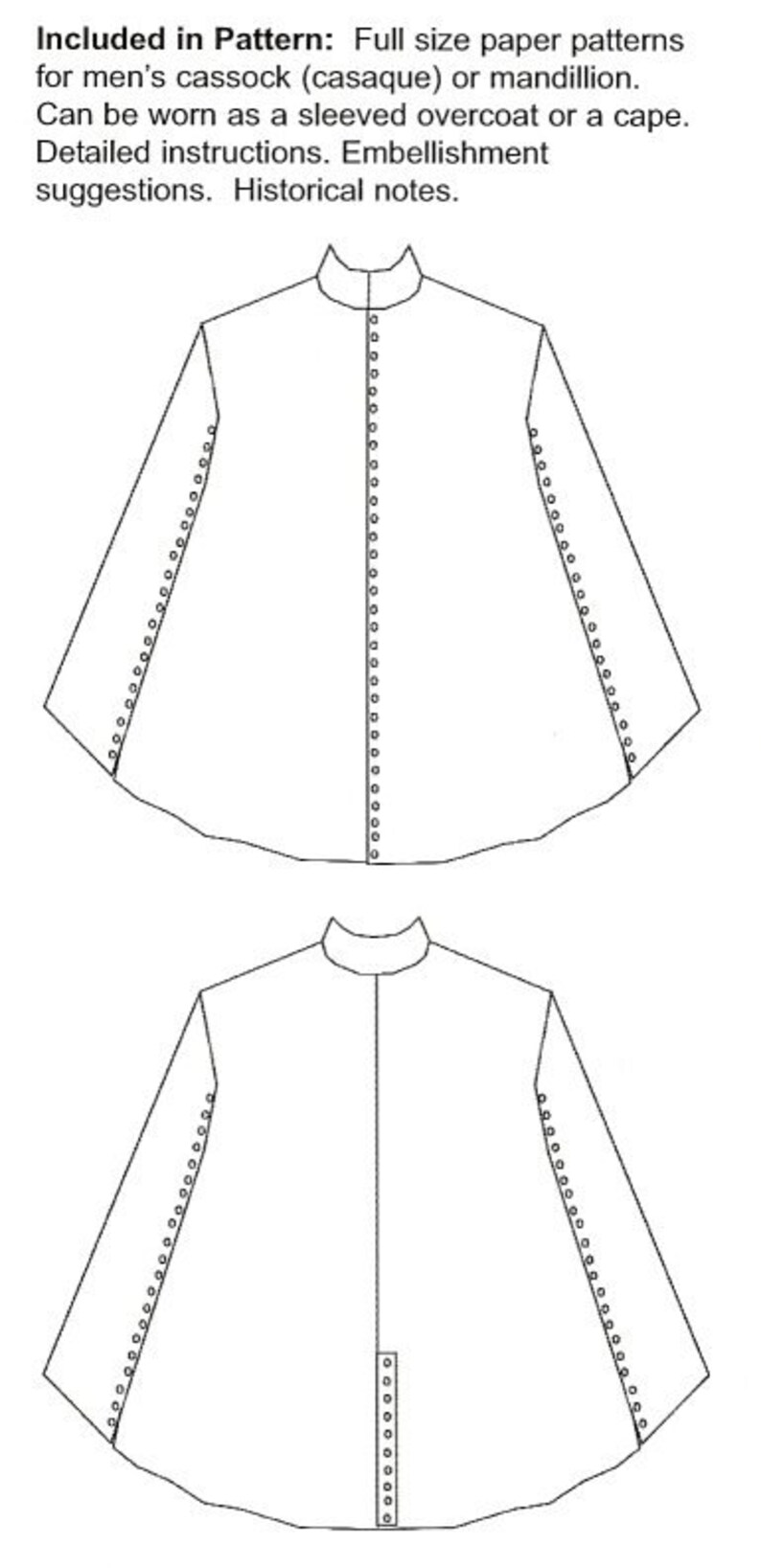 RC107 1630's Men's Cassock and Cape Sewing Pattern | Etsy