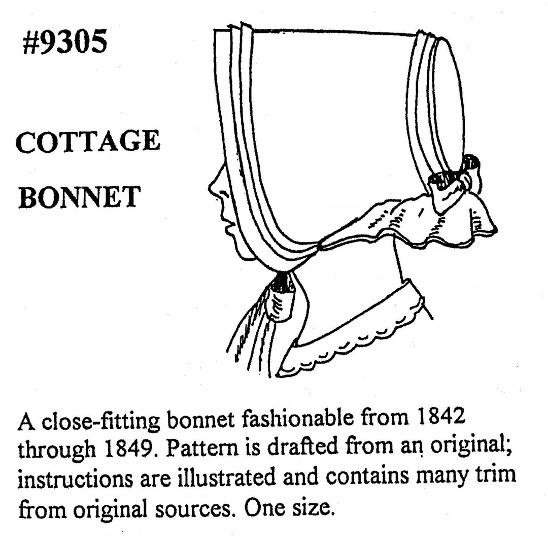 MI9305 1842-1849 Cottage Bonnet Sewing Pattern by Miller's Millinery - Etsy