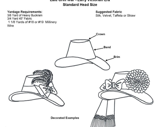 WN723 1860's Promenade Hat Sewing Pattern by Wingeo - Etsy