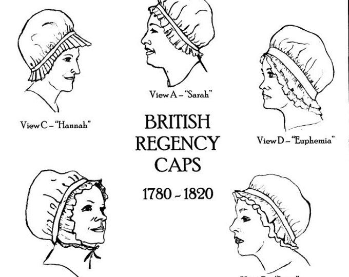 CWH03 1780-1820 British Regency Caps Sewing Pattern by - Etsy