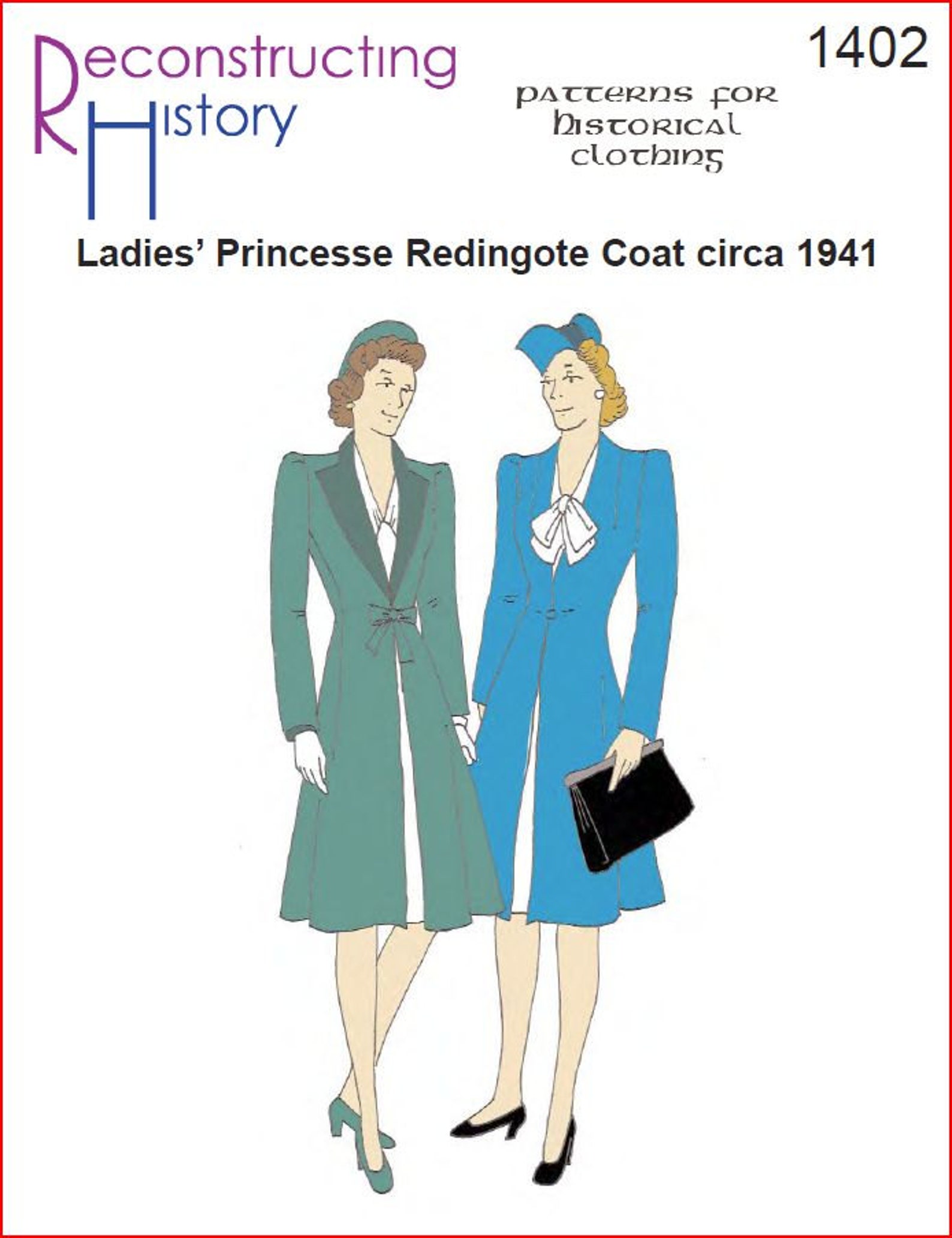 RC1402 1941 Ladies' Redingote Coat Sewing Pattern by - Etsy