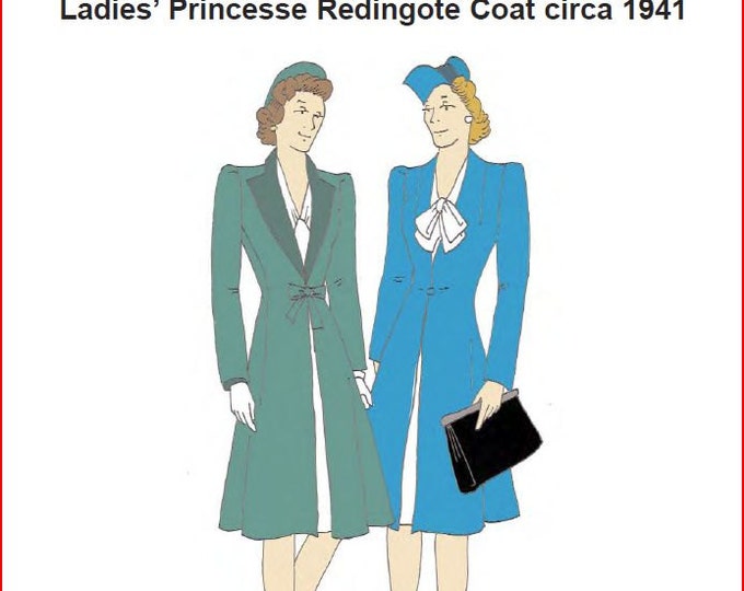 RC1402 1941 Ladies' Redingote Coat Sewing Pattern by - Etsy