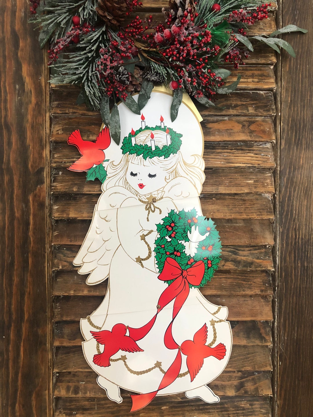 Articulated Christmas 3 Piece Angel Die Cut Greeting Card ~ Vintage ...