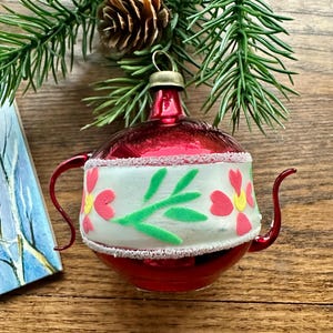 Vintage Red Glass Teapot Ornament - Etsy