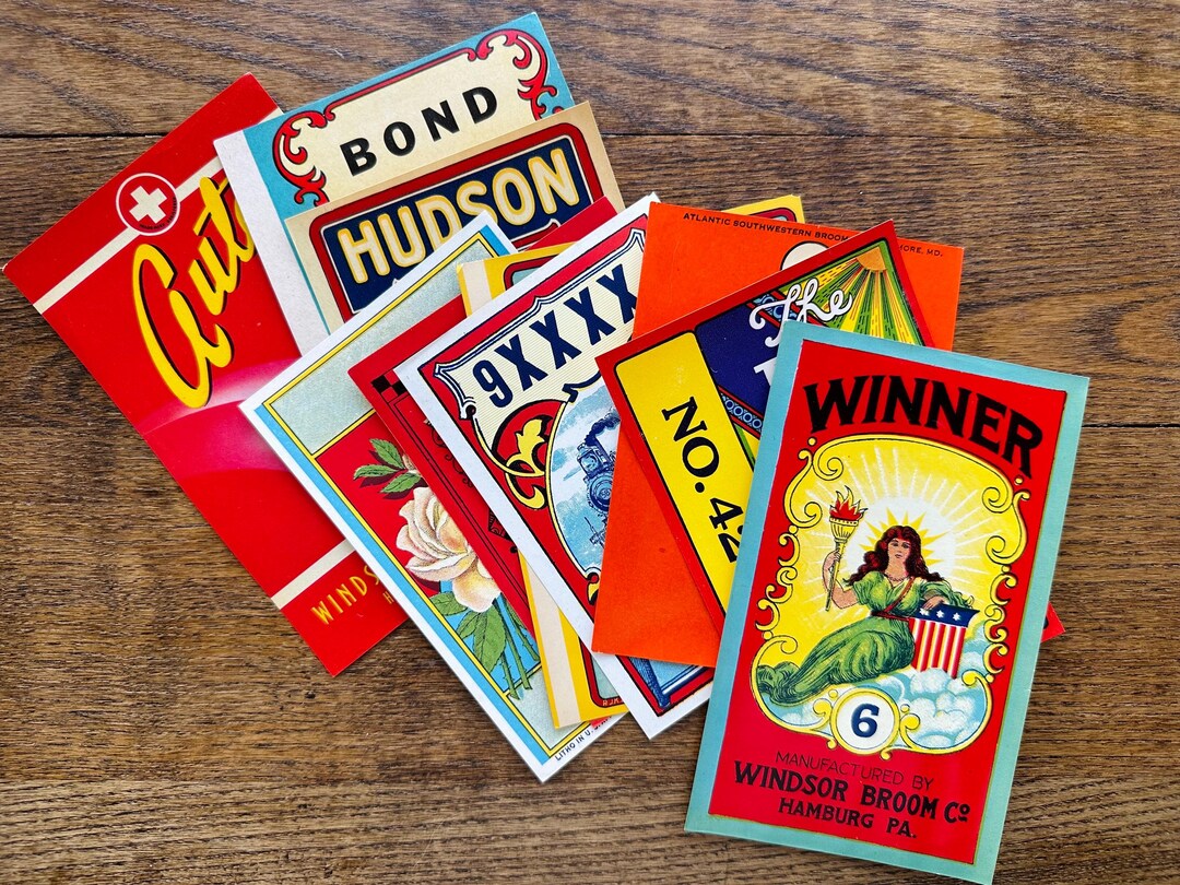 10 Crate Labels, Broom Co. ~ Vintage 1930's ~ Approx. 4" X 6" - Etsy