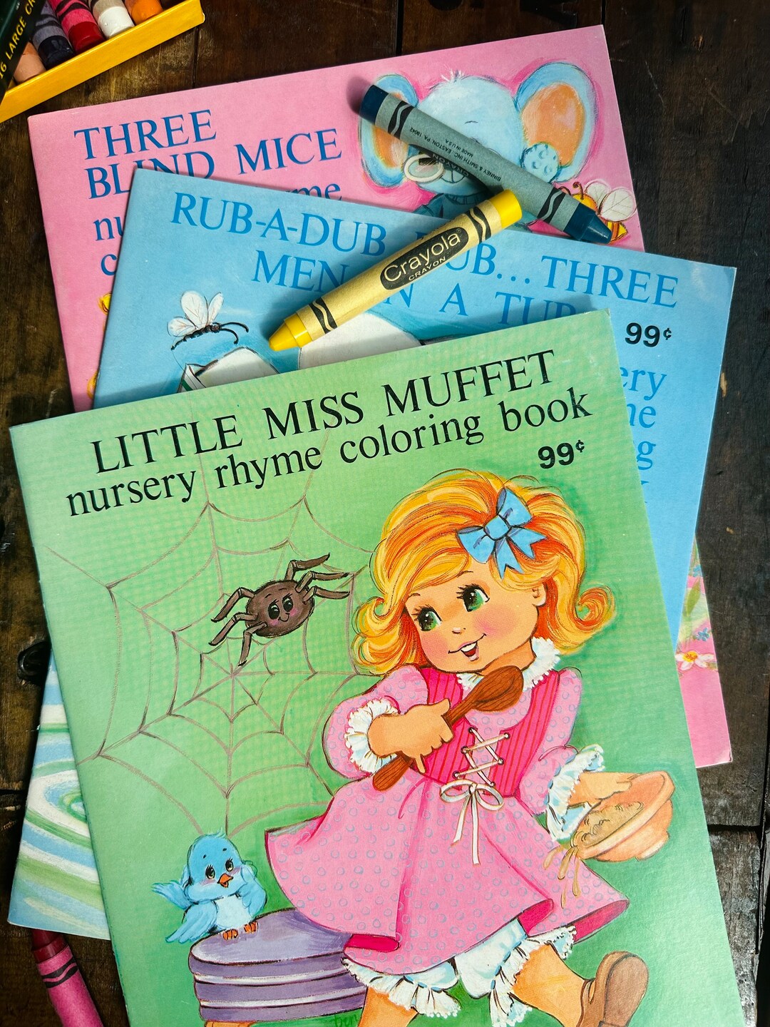 3 NOS Landoll Children's Coloring Books Little Miss Muffet, Three Blind ...