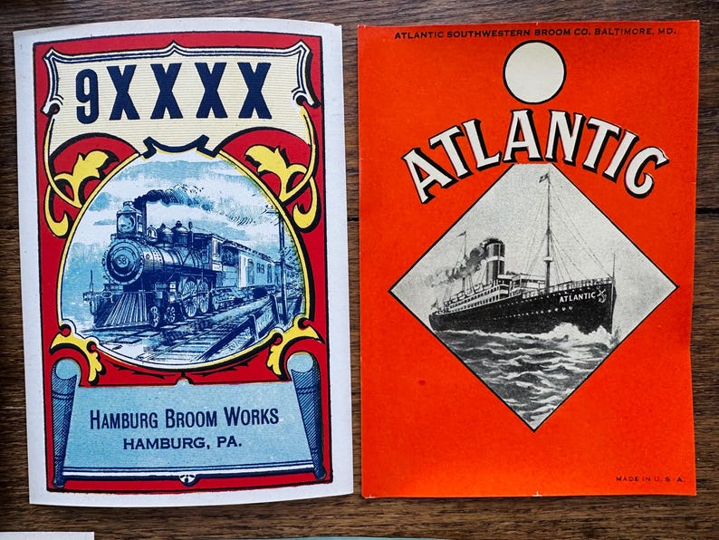 10 Crate Labels, Broom Co. ~ Vintage 1930's ~ Approx. 4" X 6" - Etsy