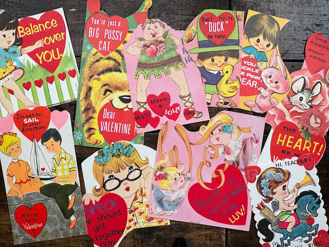 10 Valentine's Day Classroom Exchange Cards UNUSED ~ Vintage 1970's - Etsy