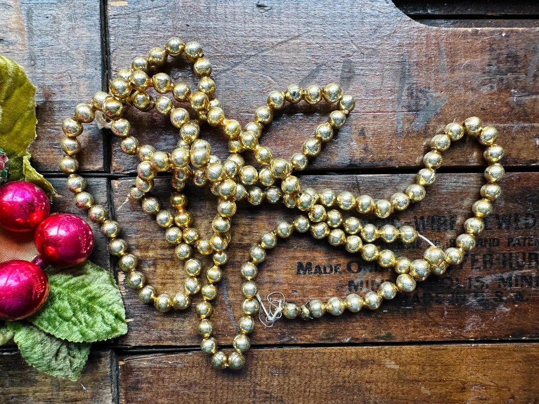 Gold Glass Bead Christmas Garland Vintage 4 Ft./48 - Etsy