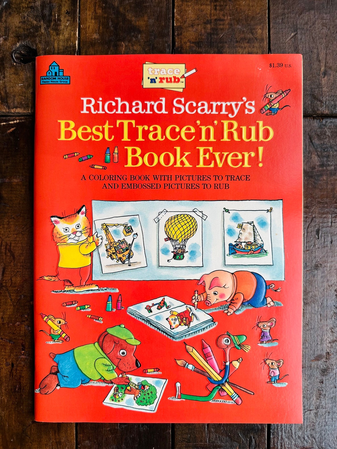NOS Richard Scarry's Best Trace 'n' Rub Book Ever, Random House Vintage ...