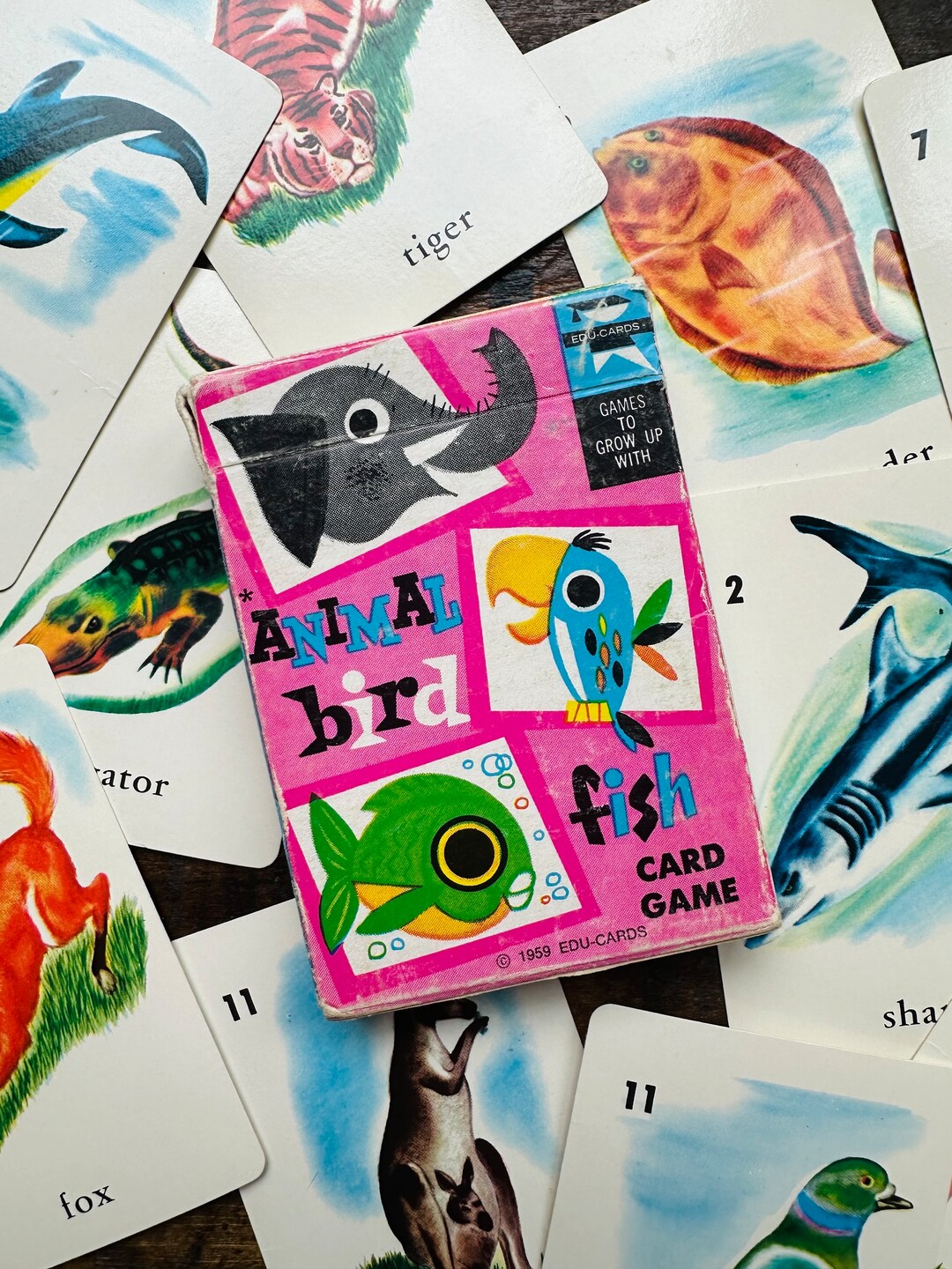 Animal Bird Fish Card Game ~ Edu-cards, COMPLETE ~ Vintage 1959 ~ Rummy ...