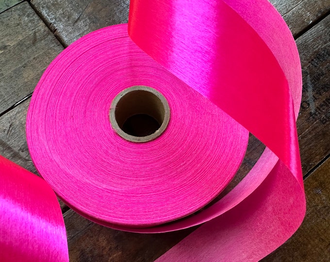 Hot Pink Sasheen Ribbon Gift Wrapping, Bow Making Vintage 60's 1 1/4 ...