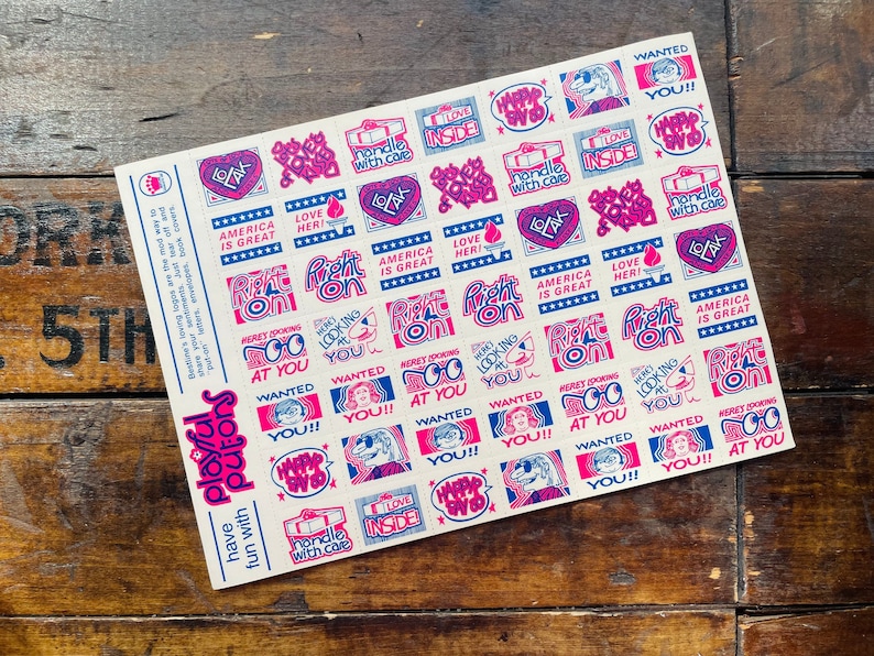 8 Sheets 1970's Mod Logos/stickers for Letters Envelopes - Etsy